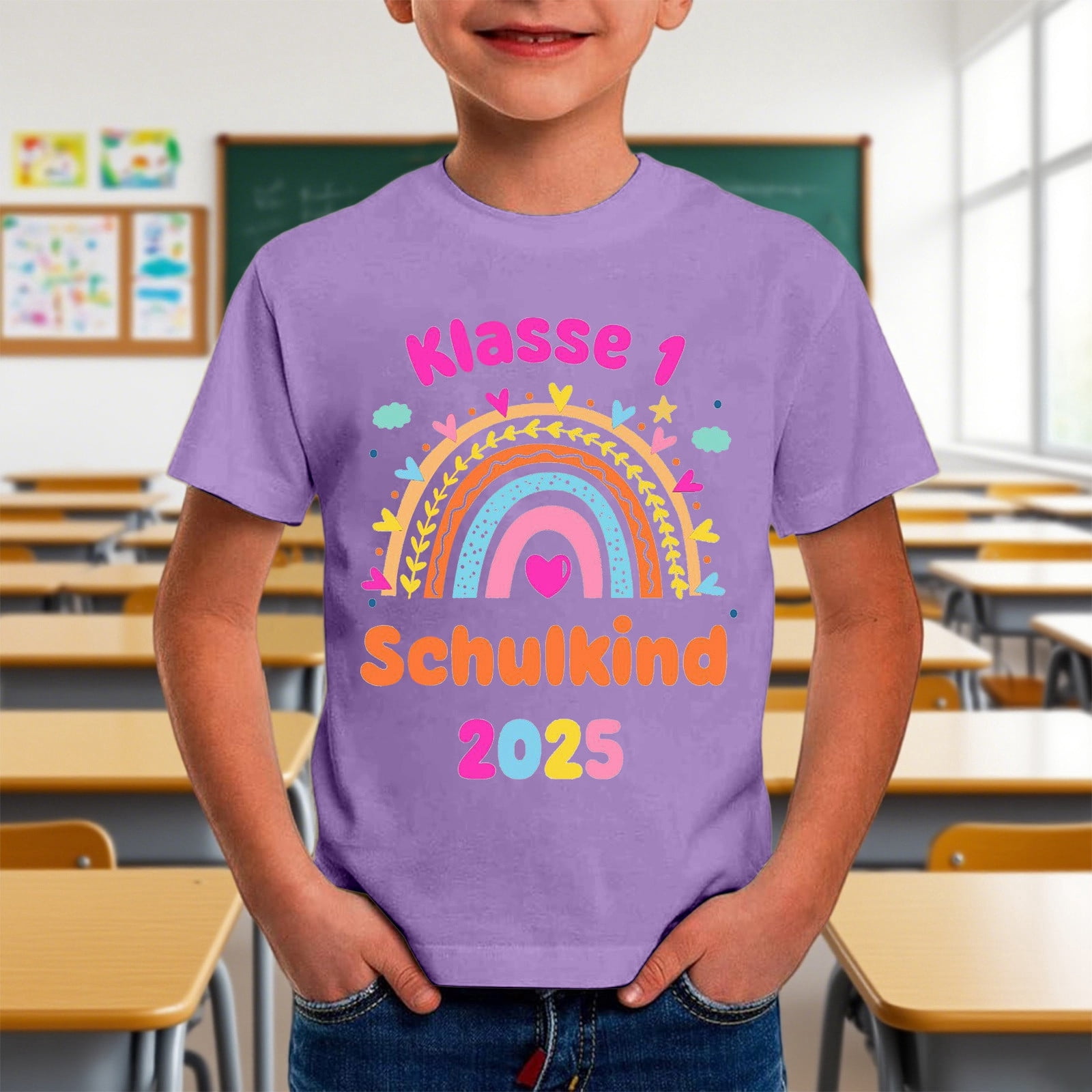 Boy Shirts Size 10-11Y Kids Rainbow Letter Graphic Short Sleeve ...