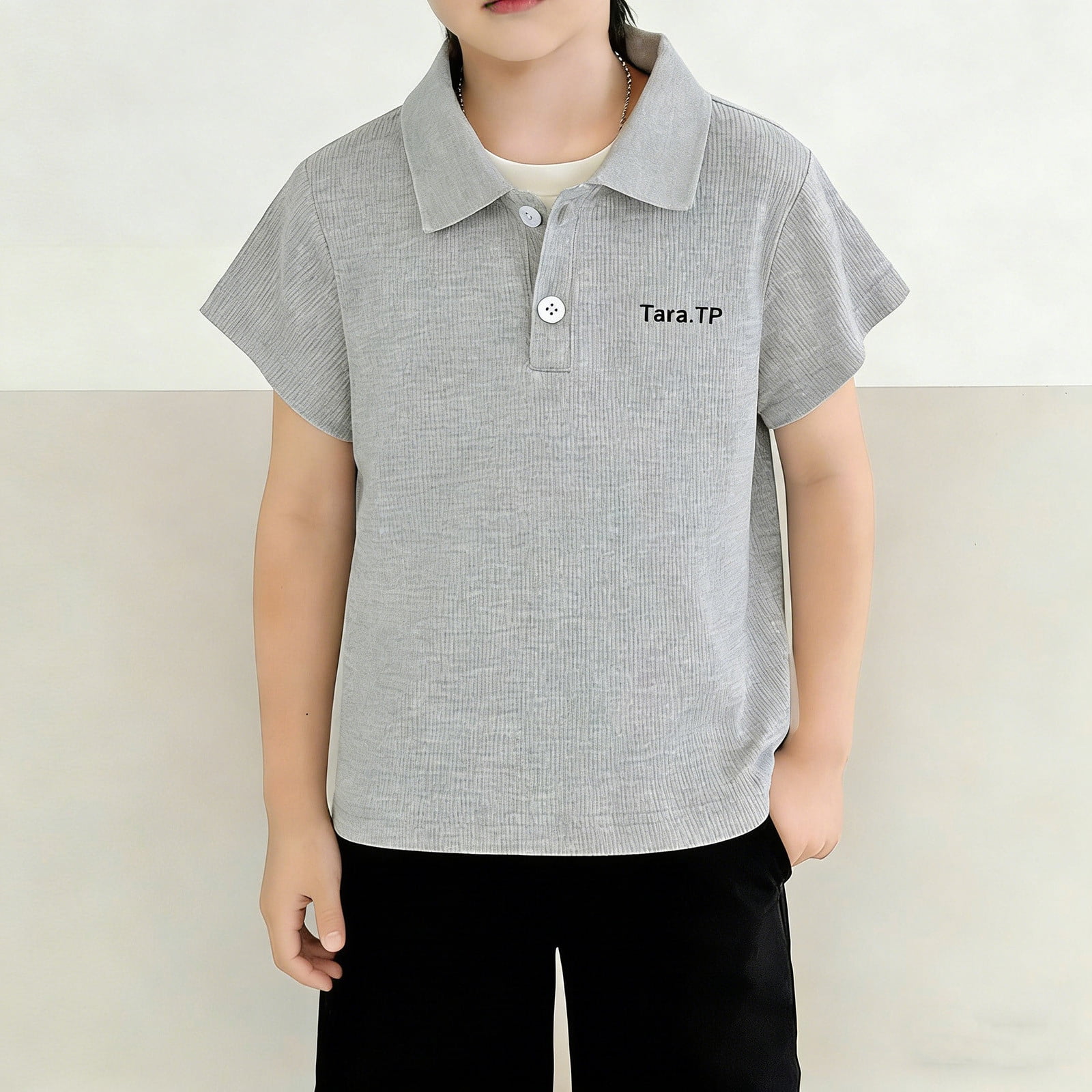 Boy Shirts Size 3-4Y Children Print Collared Short Sleeve Polo Shirt ...