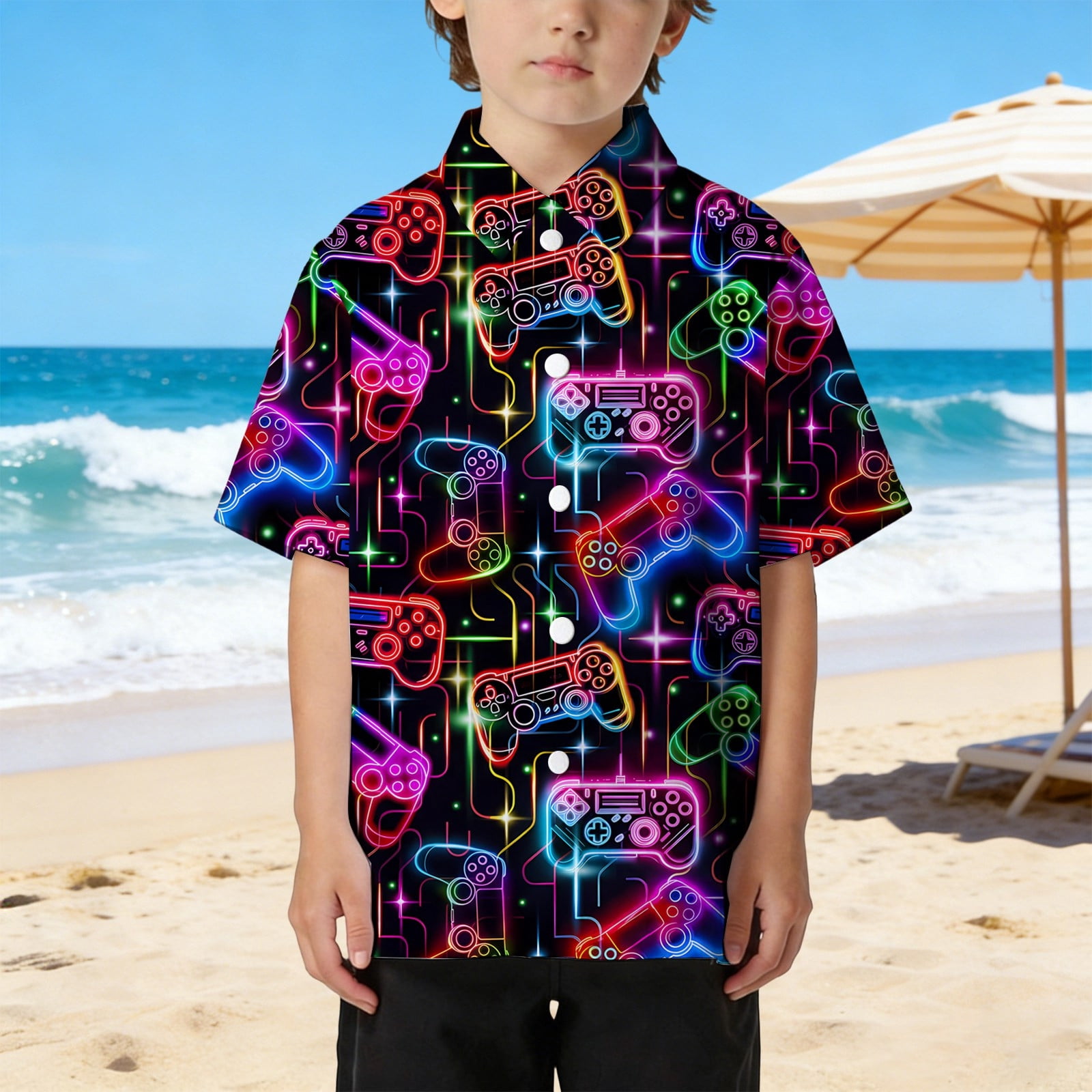 Boy Shirts Size 3-4Y Kids Graphic Print Short Sleeve Polo Shirt Summer ...