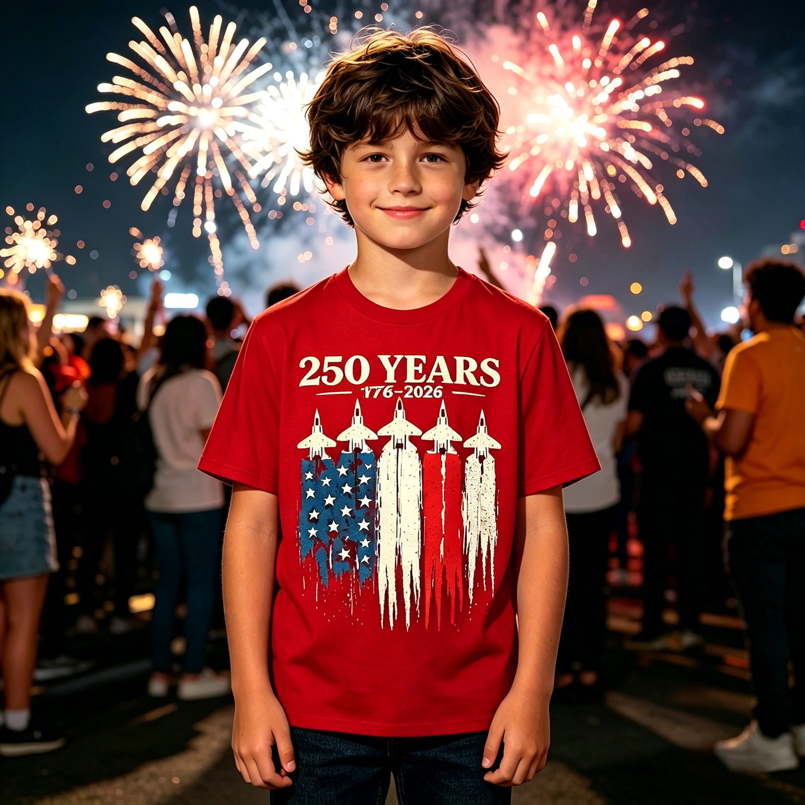 Boy Shirts Size 4-5Y Kids Usa Patriotic Star Print Crew Neck Short ...