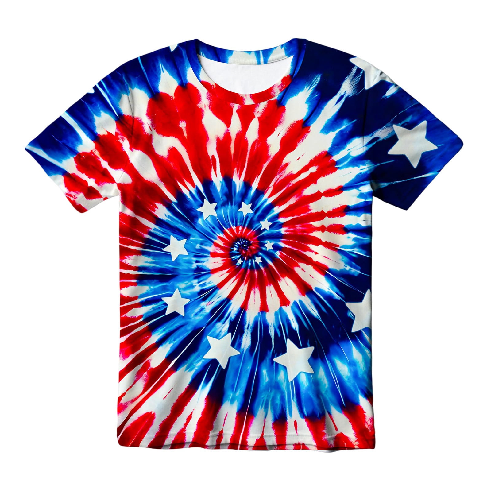 Boy Shirts Size 6-7Y Youth Tie Dye Print Crew Neck Short Sleeve Summer ...