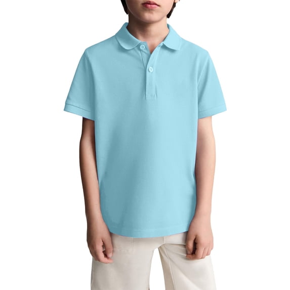 Boy Short Sleeve Polo Shirt Button Down Laple Collar Summer Going Out ...
