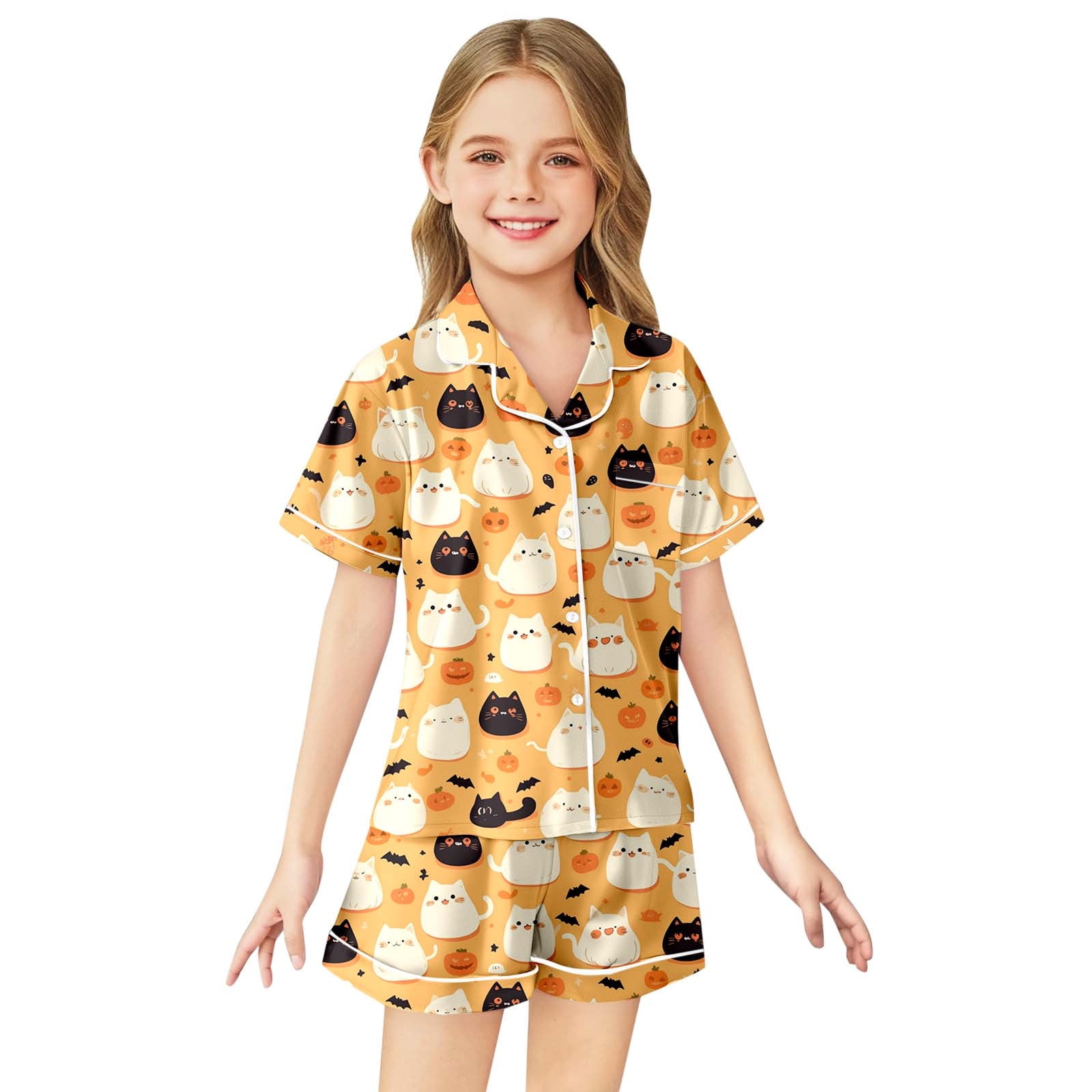 Boy Silk Pajamas Set Button Down Tops Set Toddler Nightgown Halloween ...