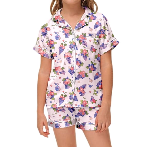 Boy Silk Pajamas Set Cartoon Kids Button Down Pajamas Set Toddler Girl ...