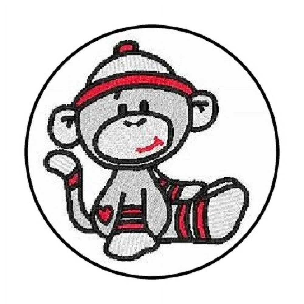 Boy Sock Monkey Sitting Sticker Phone Decal Water Bottle Stickers Car ...