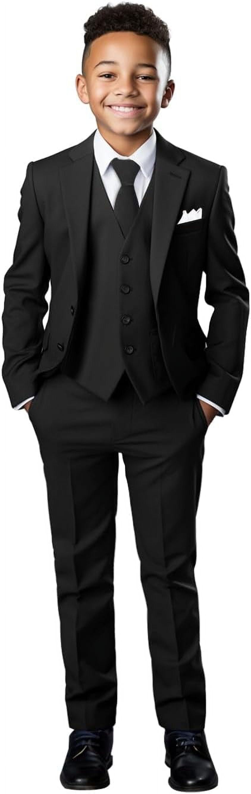 Boy Suits 5 Pieces Formal Suit Slim Fit Suit Adjustable Waist for ...