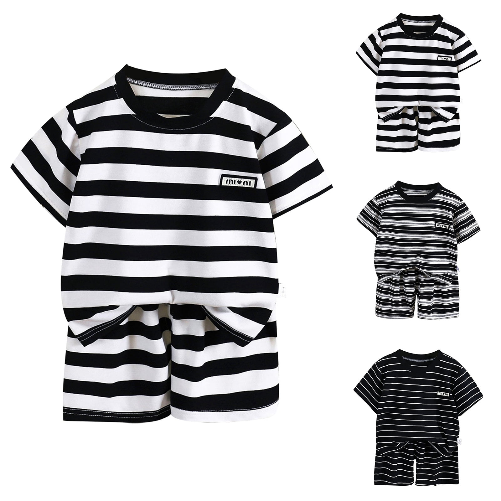 Boy Summer Clothes Short Sleeve Loose Striped T Shirt and Shorts Boys ...