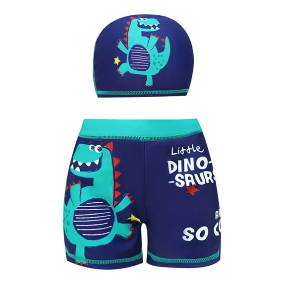 Boy Swim Trunks 2 Piece Swimwear Comtforable Kids with Swim Cap Summer ...