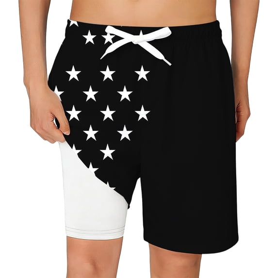 Boy Swim Trunks Kids Printed Inner Layer Swim Trunks Drawstring ...