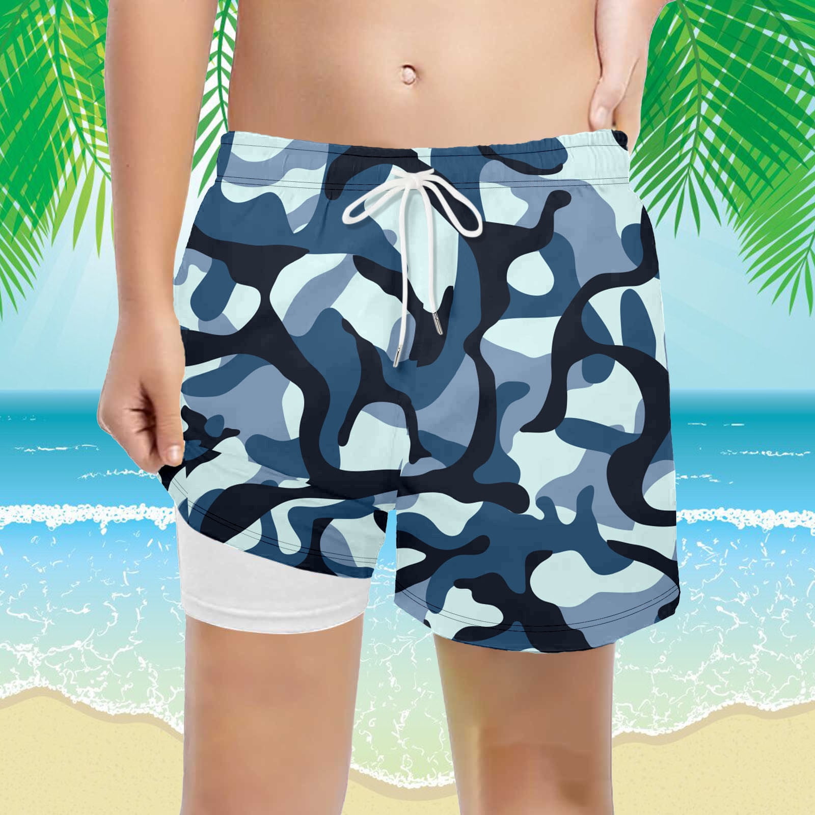 Boy Swim Trunks Kids Toddler Boys Stretch Fabric Hawaiian Style Print ...