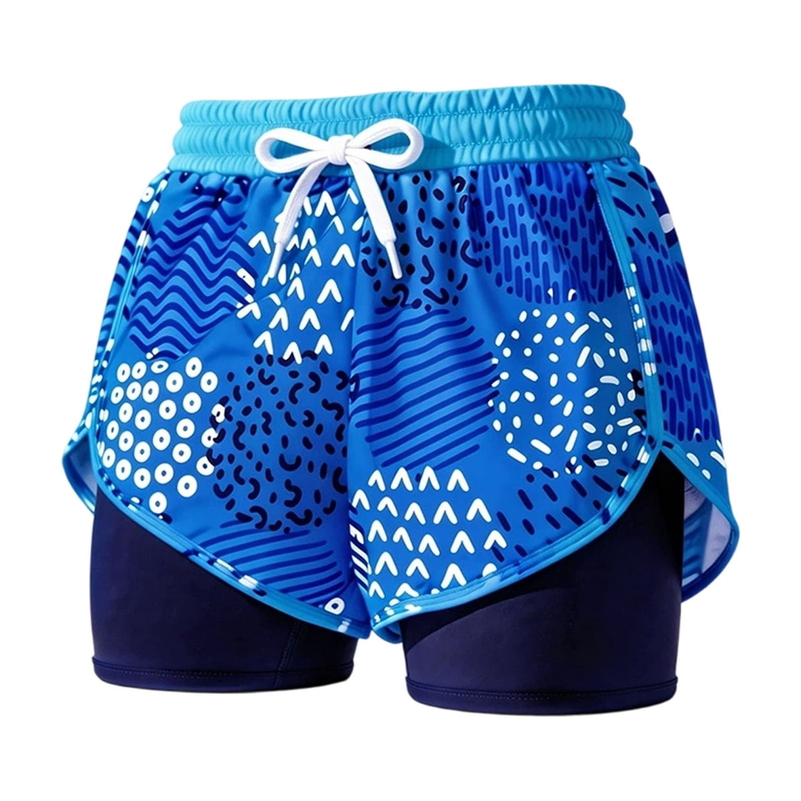 Boy Swim Trunks with Compression Liner Abstract Art Print Shorts ...