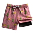 Boy Swim Trunks with Compression Liner Unique Pattern Shorts Drawstring ...