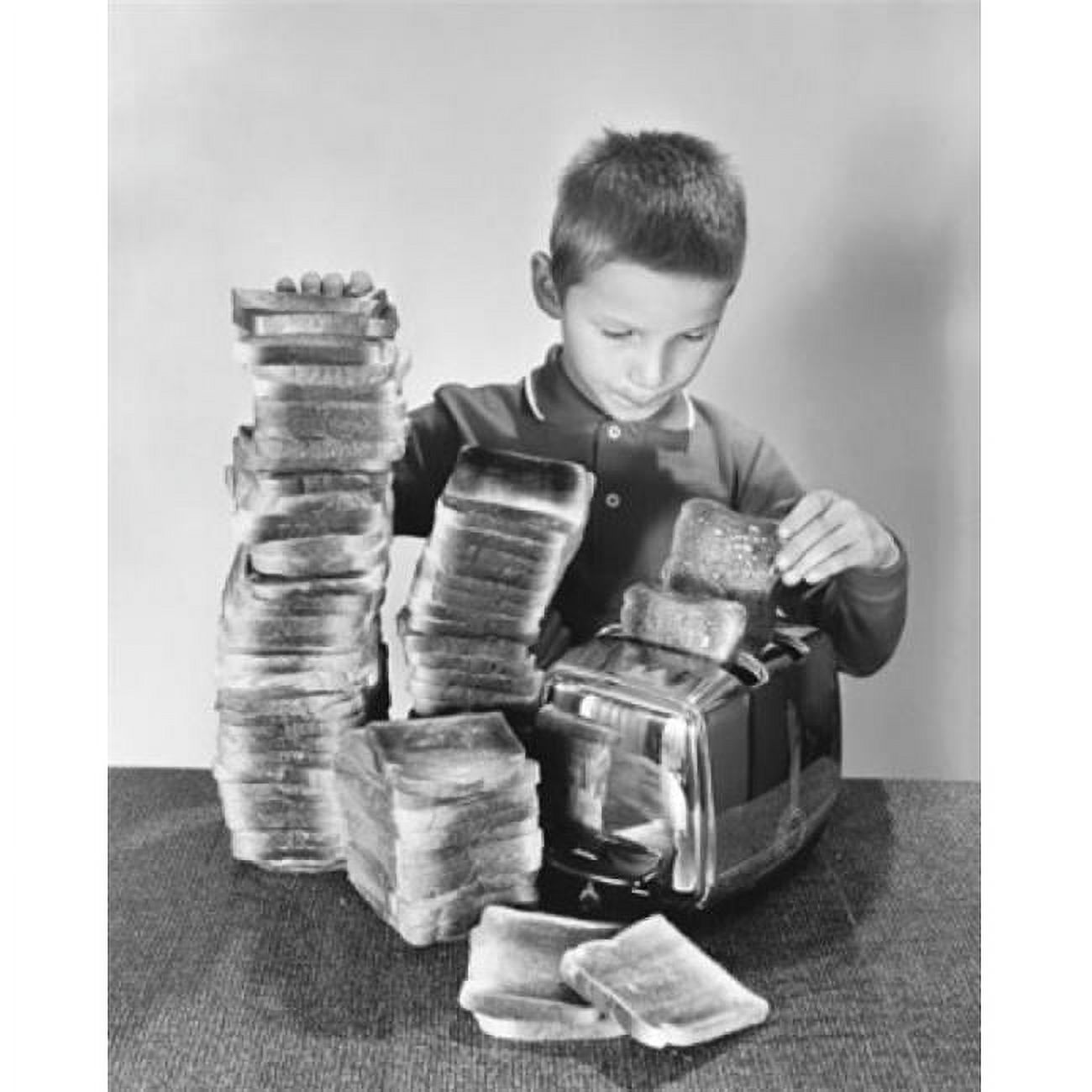 Boy Toasting Bread in a Toaster Poster Print - 18 x 24 in. - Walmart.com