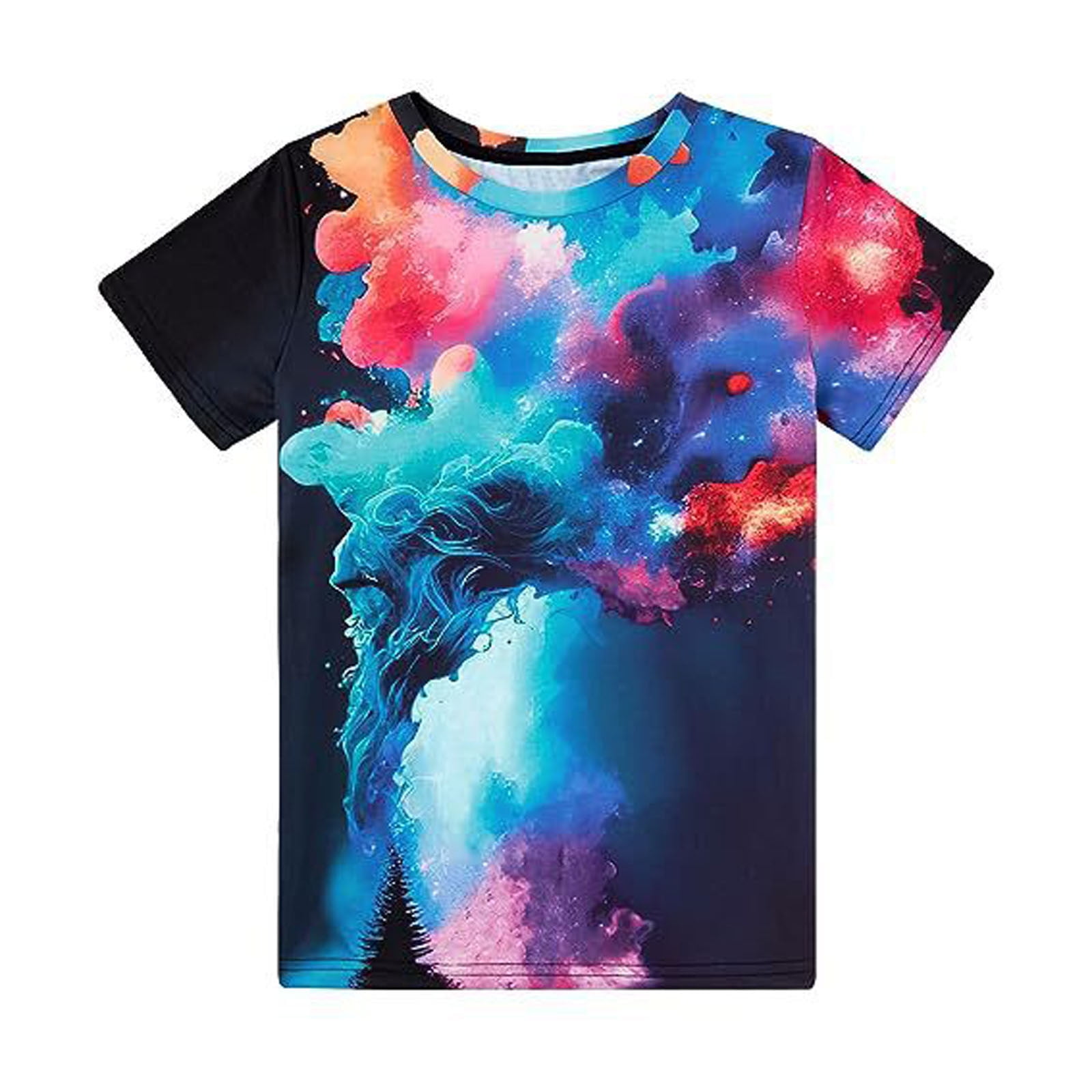 Boy Tops Size 10-12 Round Neck Short Sleeve Cool 3D Prints Back to ...
