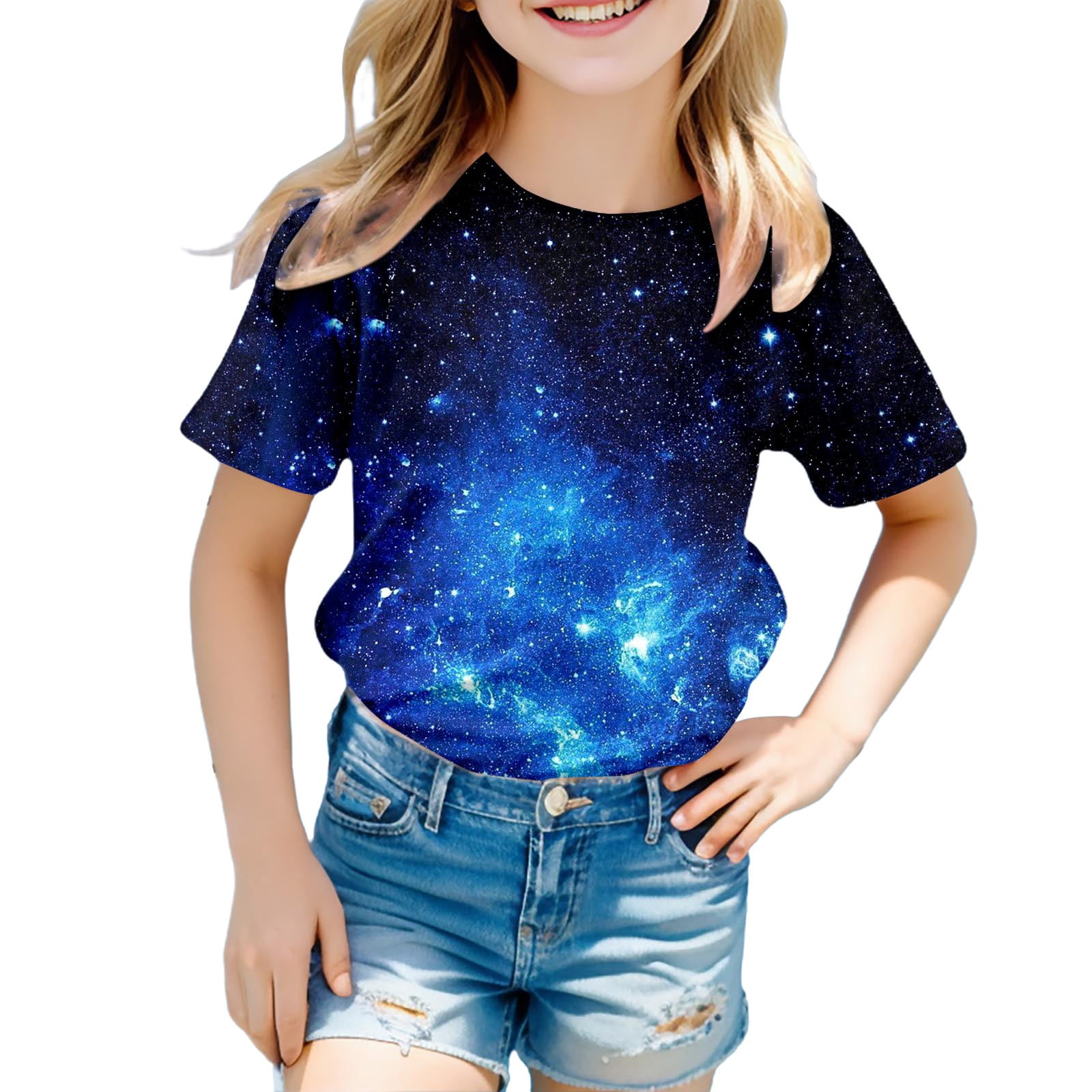 Boy Tops Size 6-7 Short Sleeve 3d Galaxy Print Graphic Funny Colorful ...