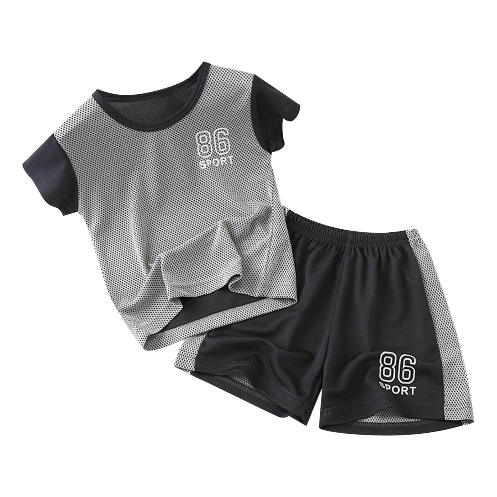 Boy Tracksuit Size 8-10 Summer Short Sleeve Letter Tee Shirt and Track ...