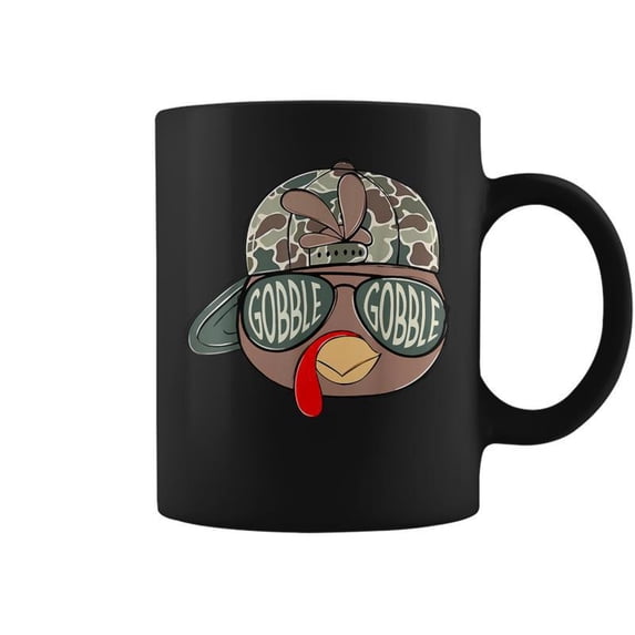 Boy Turkey Hat Camo Hat Gobble Gobble Thanksgiving Coffee Mugs ...