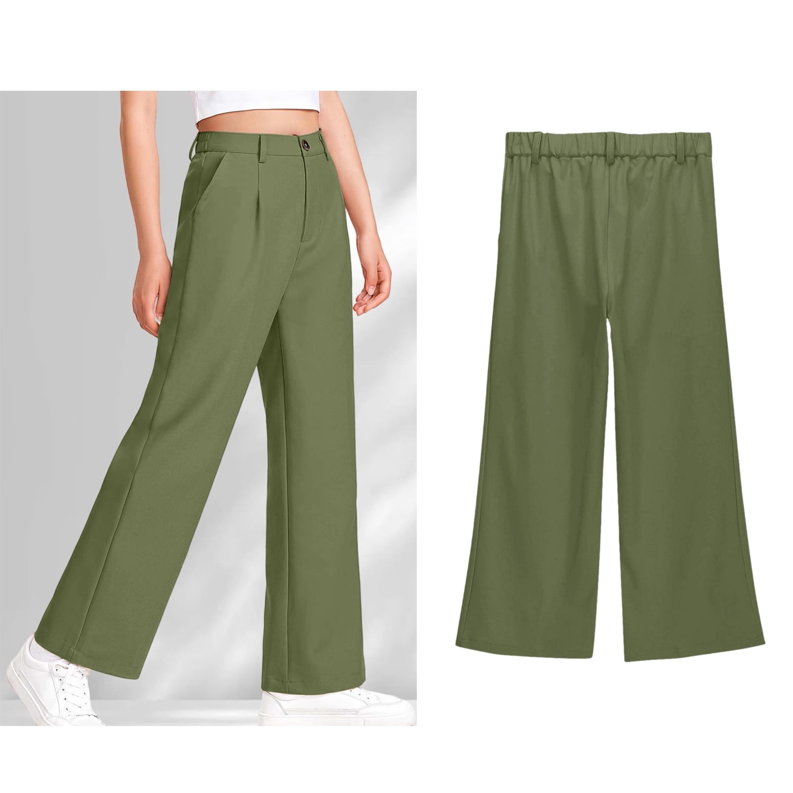 Boy Uniform Pants Dress Pants High Stretchy Straight Pants with Pockets ...