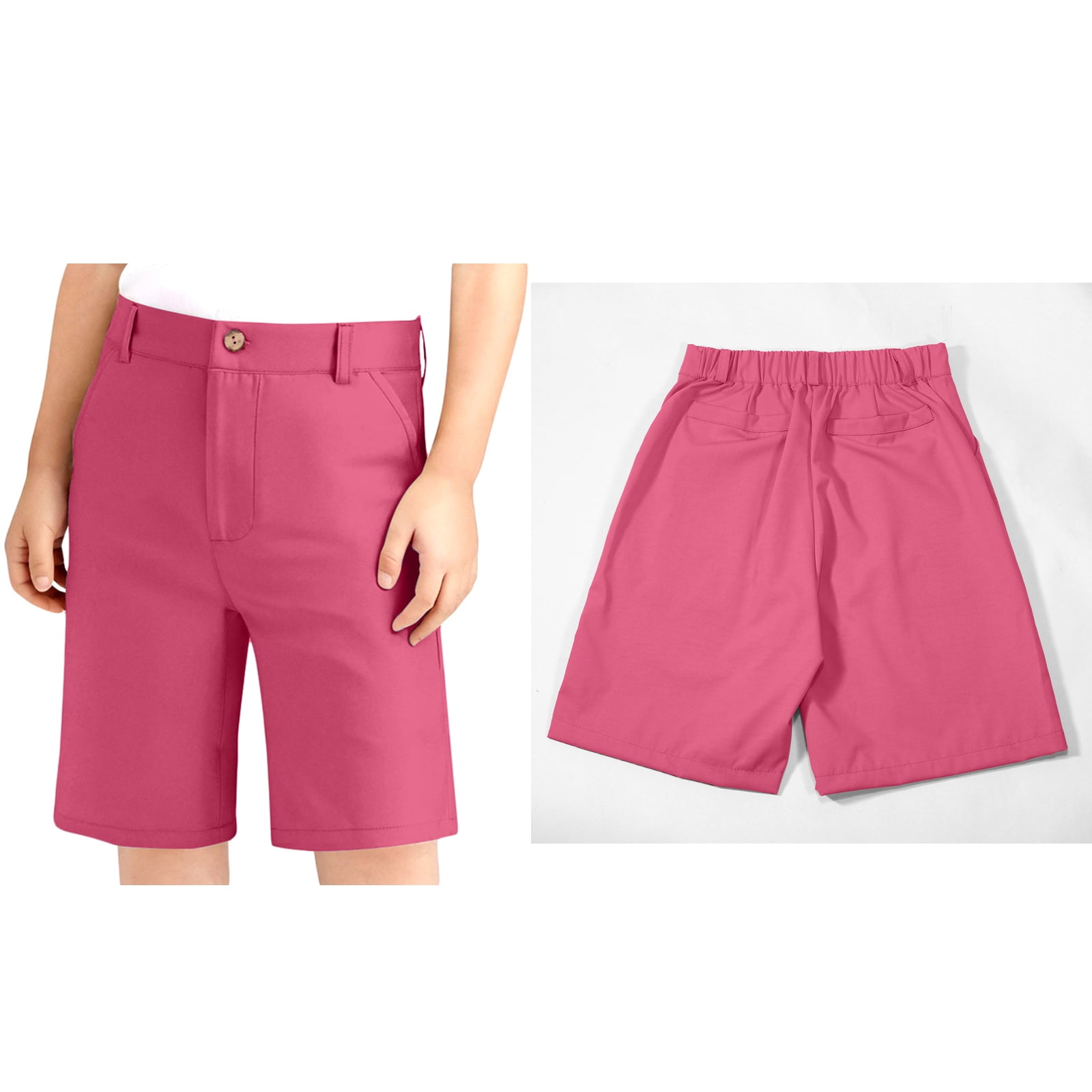 Boy Uniform Pants Stretch Flat Front Shorts Pink School Pants for Boys ...
