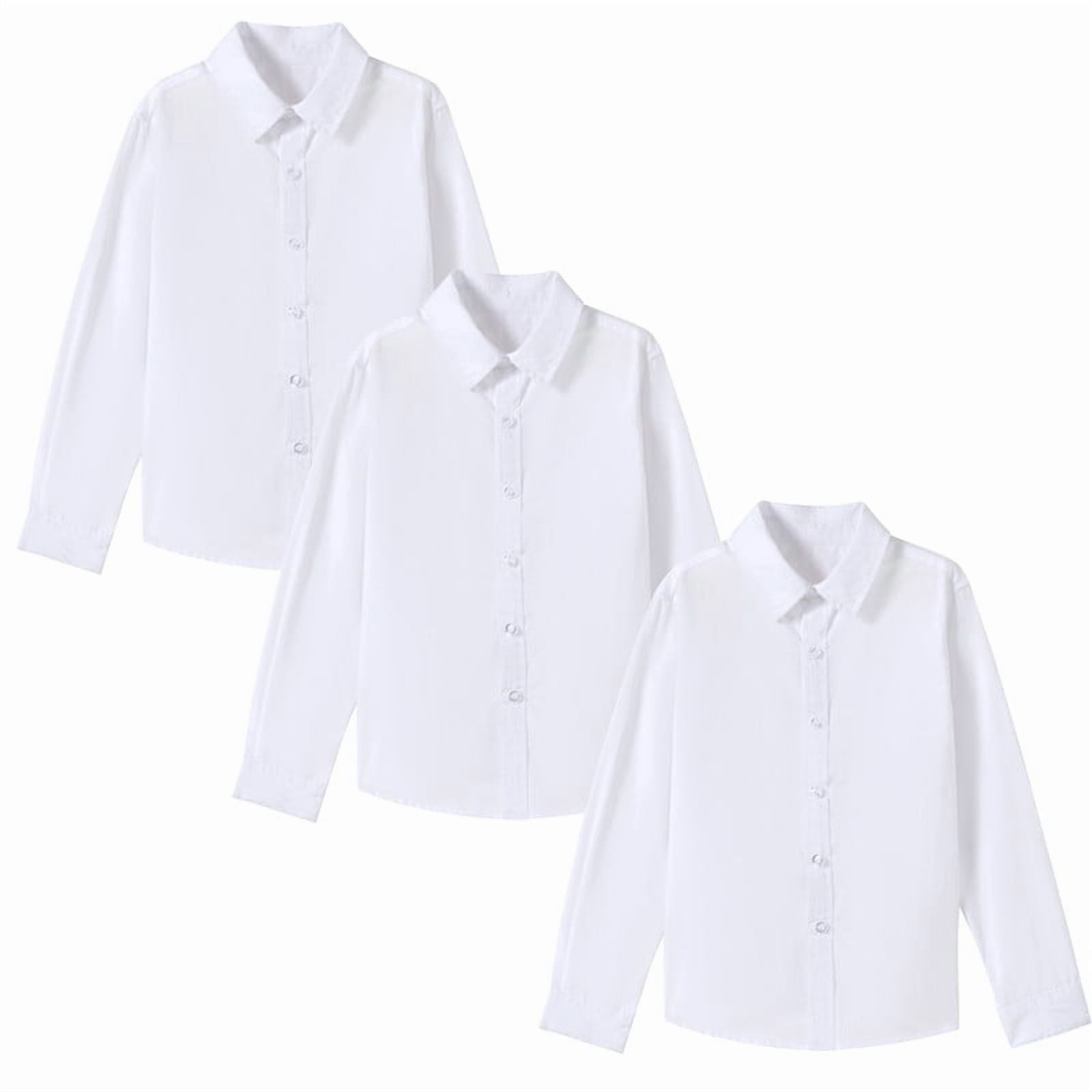 Boy White Button Up Shirt Blouse with Long Sleeves School Uniform Dress ...