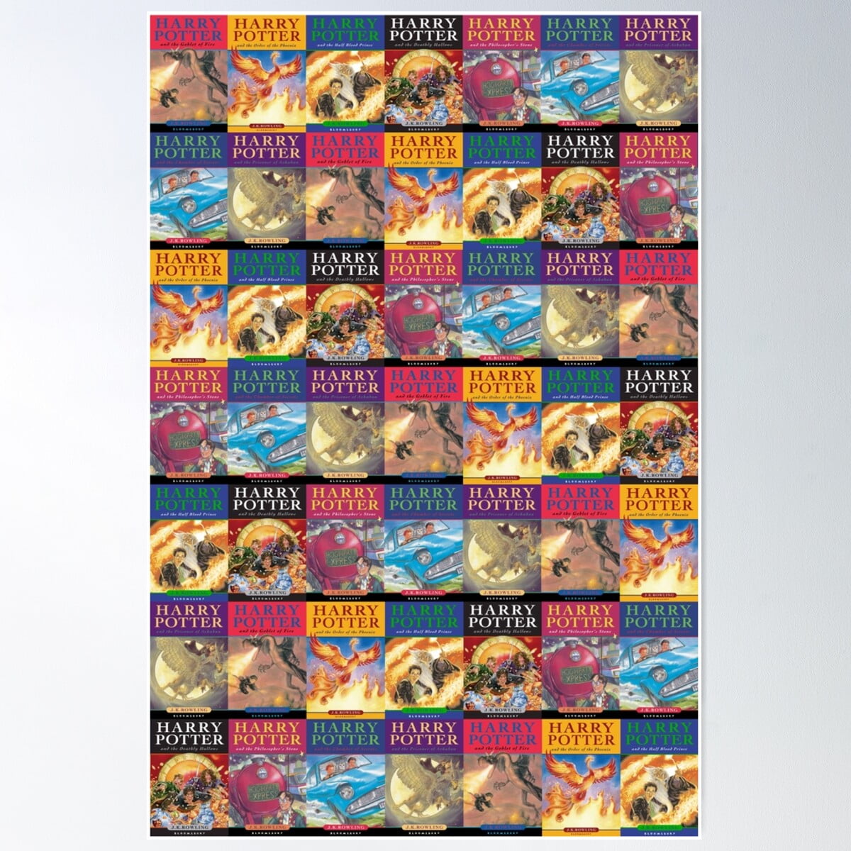 Boy Wizard Book Montage Poster Wall Art, Modern Wall Decor For Living ...