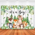 It's a Boy Woodland Safari Backdrop Jungle Safari Animals Baby Shower ...