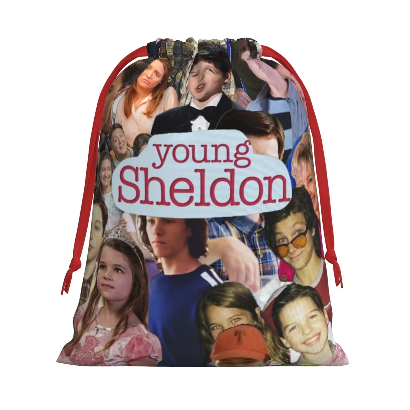 Boy Young Sheldon Animated Christmas Gift Bag Drawstring Xmas Candy ...