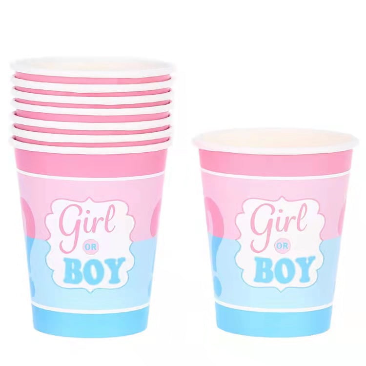 Boy girl gender reveal boy or girl knife fork spoon paper cup paper ...
