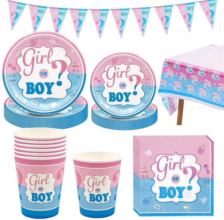Boy girl gender reveal boy or girl knife fork spoon paper cup paper ...
