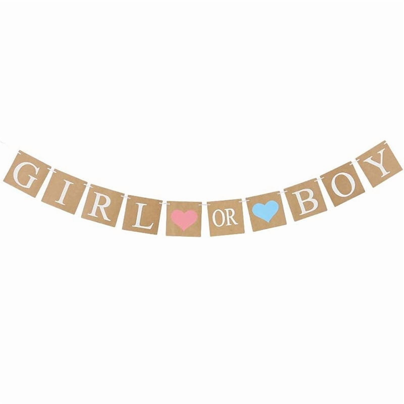 Boy or Girl Banner – He or She Baby Gender Sign for Party Decorations ...
