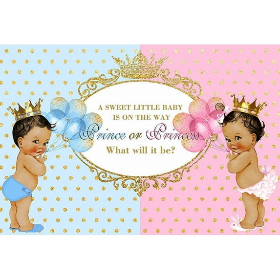 Boy or Girl Gender Reveal He or She Baby Shower Party r Banner Backdrop ...