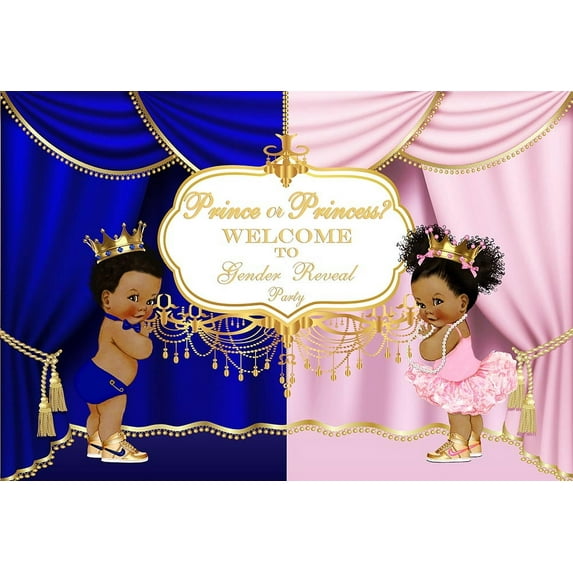 Boy or Girl Gender Reveal He or She Baby Shower Party r Banner Backdrop ...