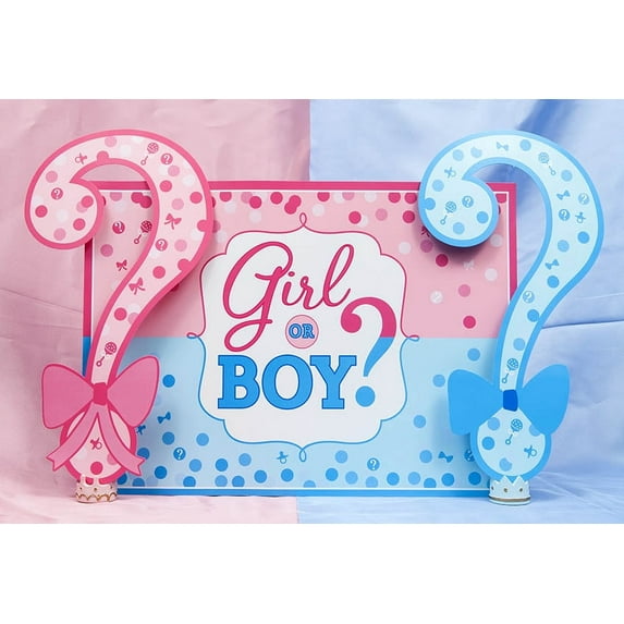 Boy or Girl Gender Reveal He or She Baby Shower Party r Banner Backdrop ...
