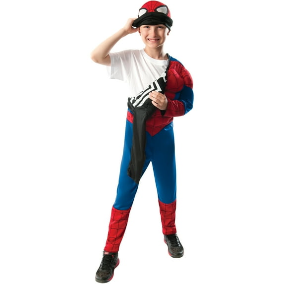 Boy's 2 in 1 Reversible Muscle Chest Spider-Man Halloween Costume ...