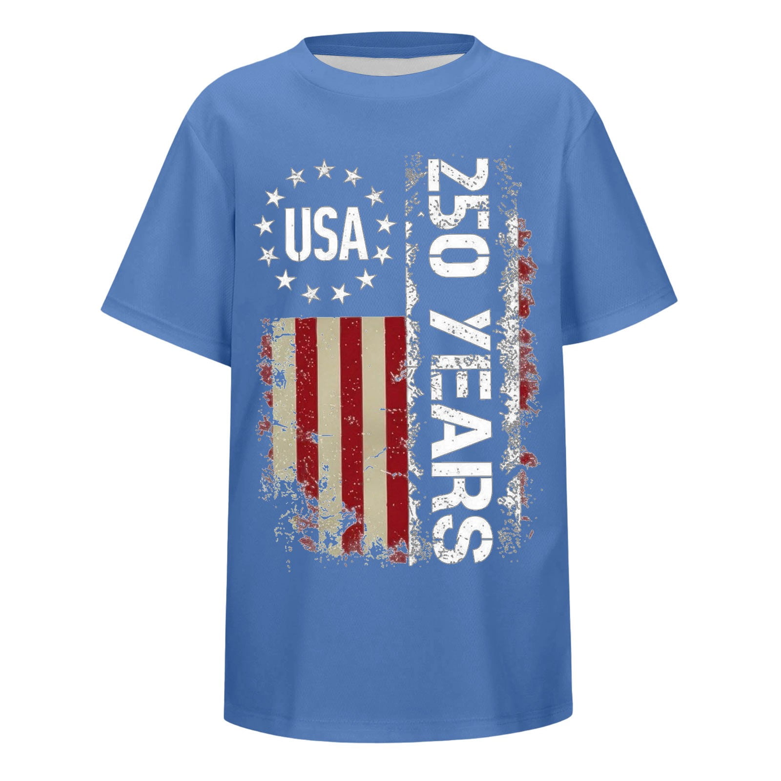 Boy's 250 Years of Freedom T-Shirt, Vintage Washed USA Flag Graphic ...