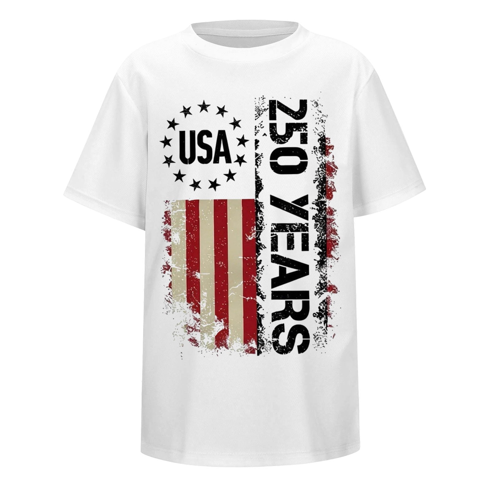 Boy's 250 Years of Freedom T-Shirt, Vintage Washed USA Flag Graphic ...