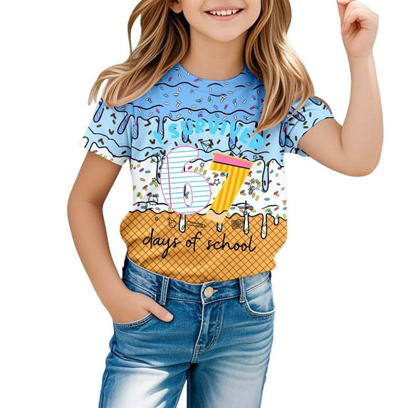 Boy's 67 Graphic Tees Shirts Cute Cartoon Print Short Sleeve Round Neck ...