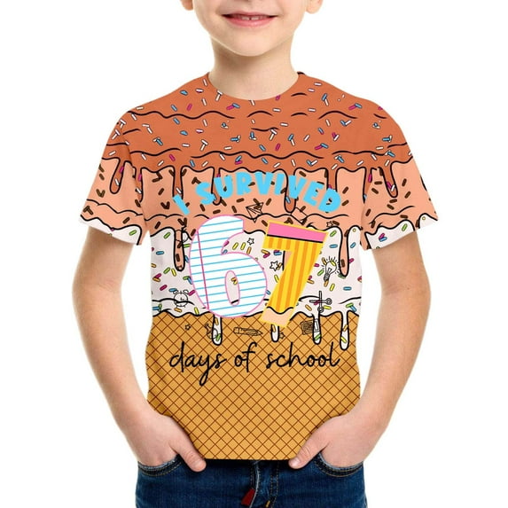 Boy's 67 Graphic Tees Shirts Cute Cartoon Print Short Sleeve Round Neck ...