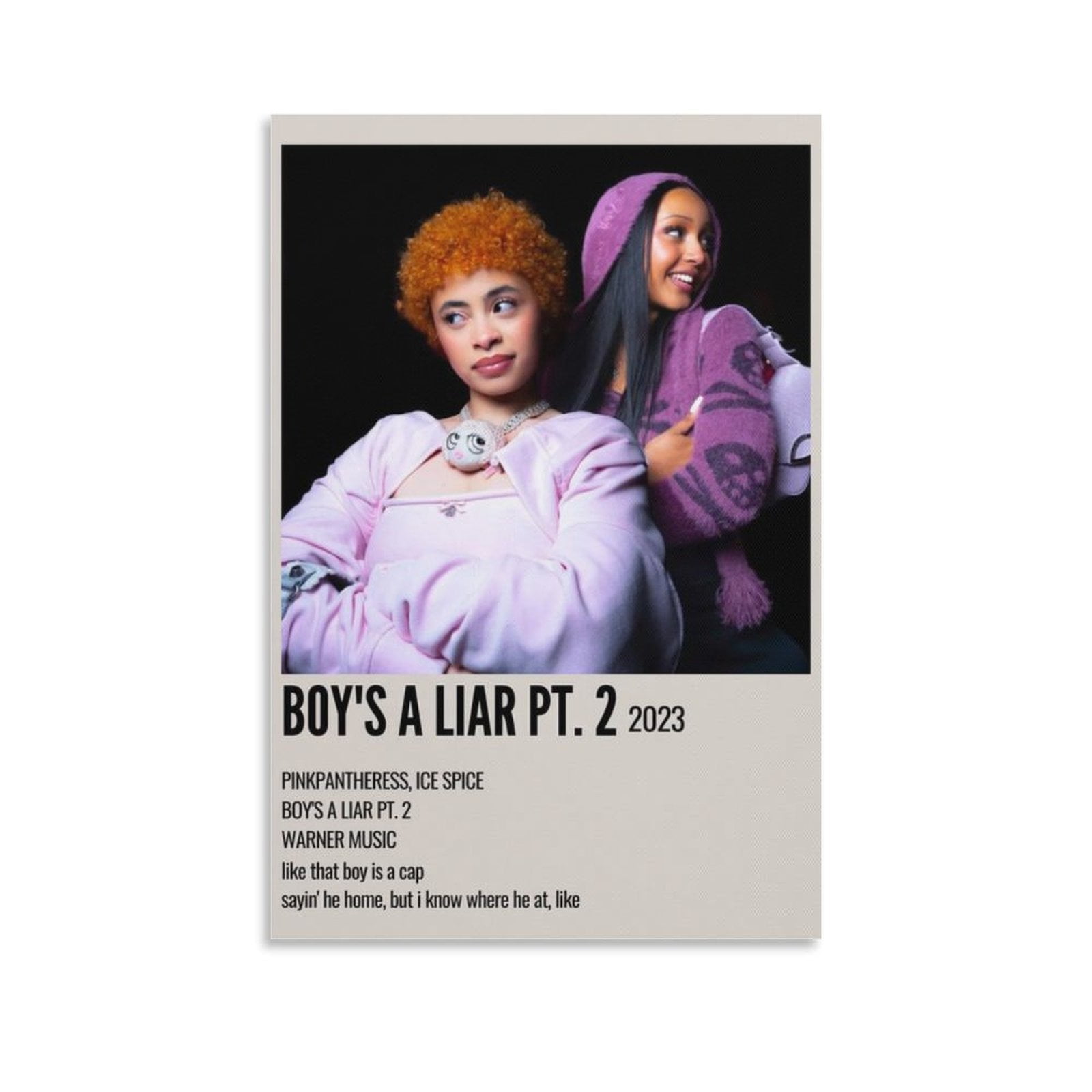 Boy's A Liar Pt. 2 PinkPantheress Ice Spice 2023 Canvas Poster Bedroom ...