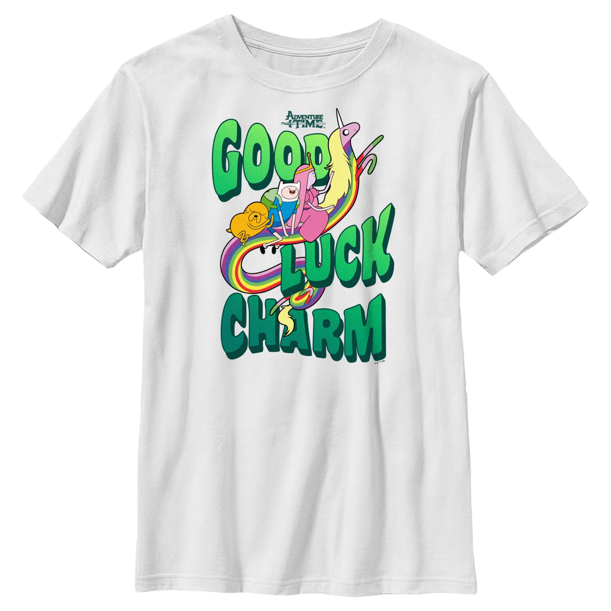 Boy's Adventure Time Good Luck Charm Graphic Tee White Large - Walmart.com