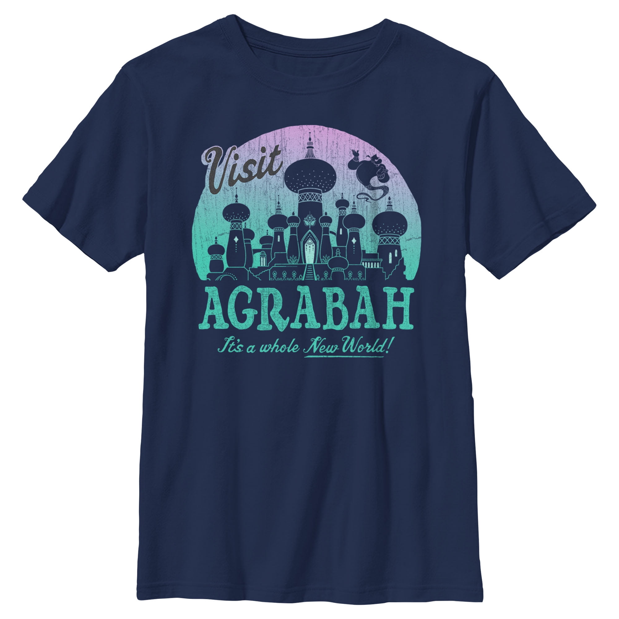Boy's Aladdin Visit Agrabah It's a Whole New World Graphic Tee Navy ...