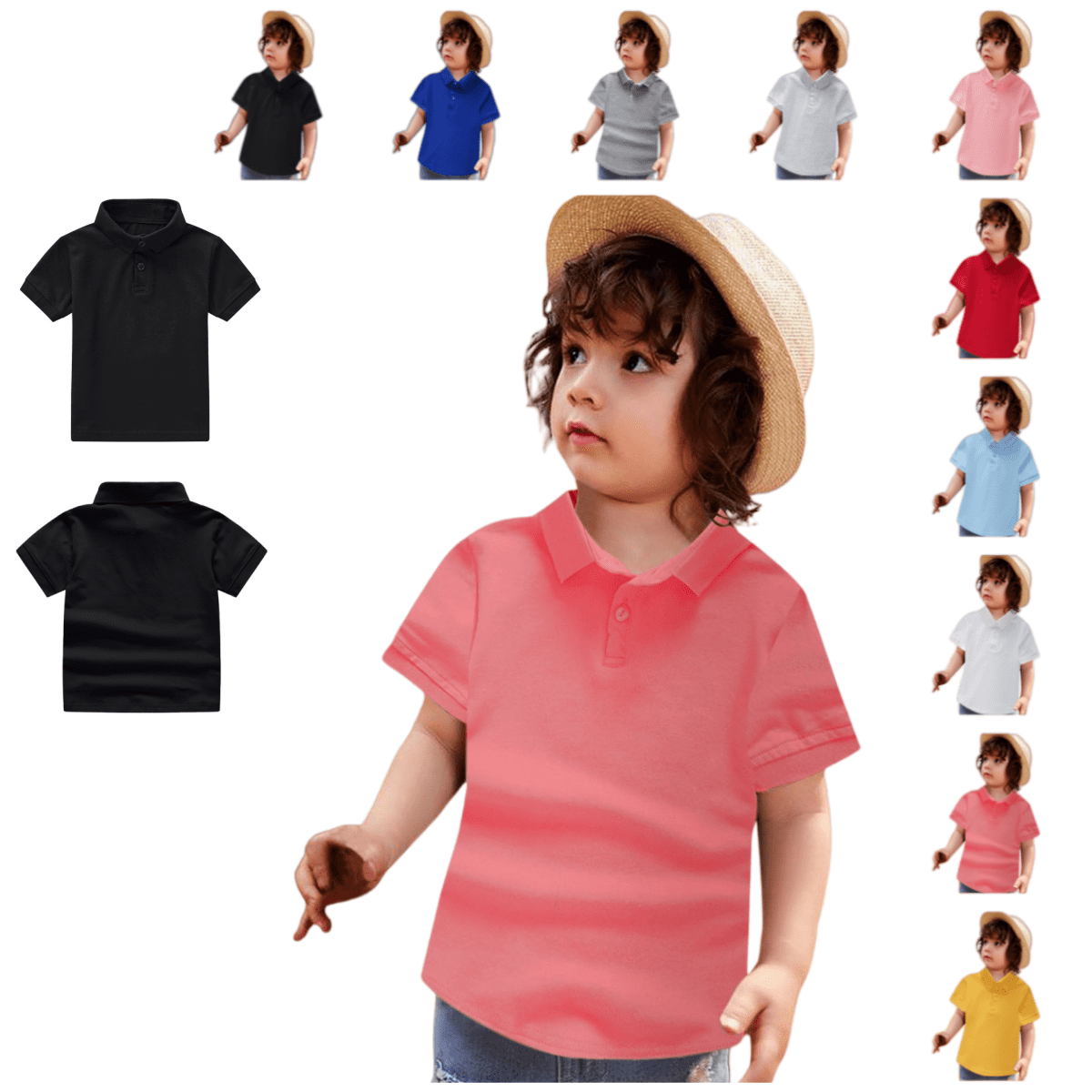 Boy's Back To School Polo Shirt Golf Tennis Quick Dry Collared Short ...