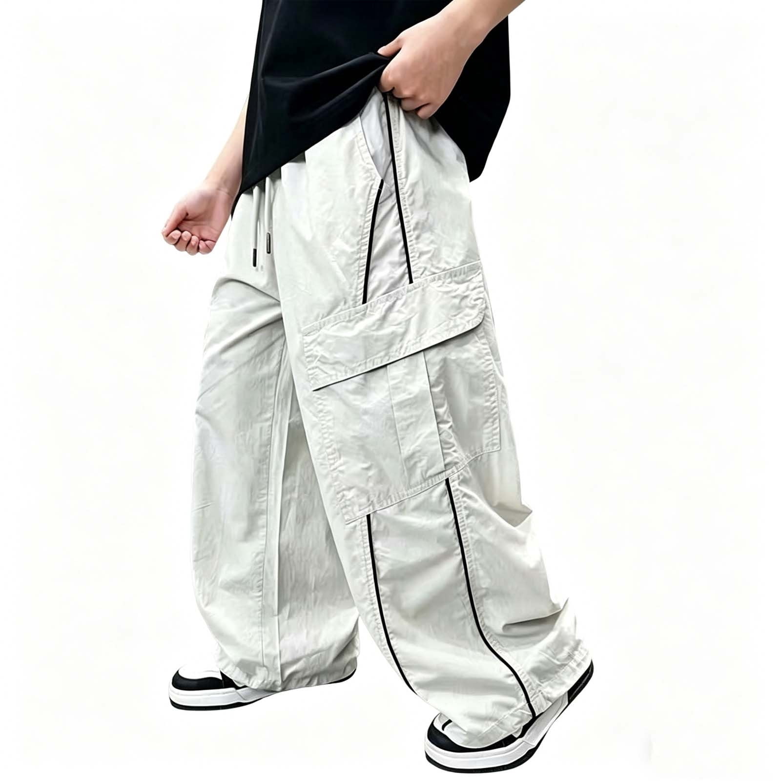 Boy's Baggy Cargo Pants Elastic Waist Casual Loose Sweatpants Wide Leg ...