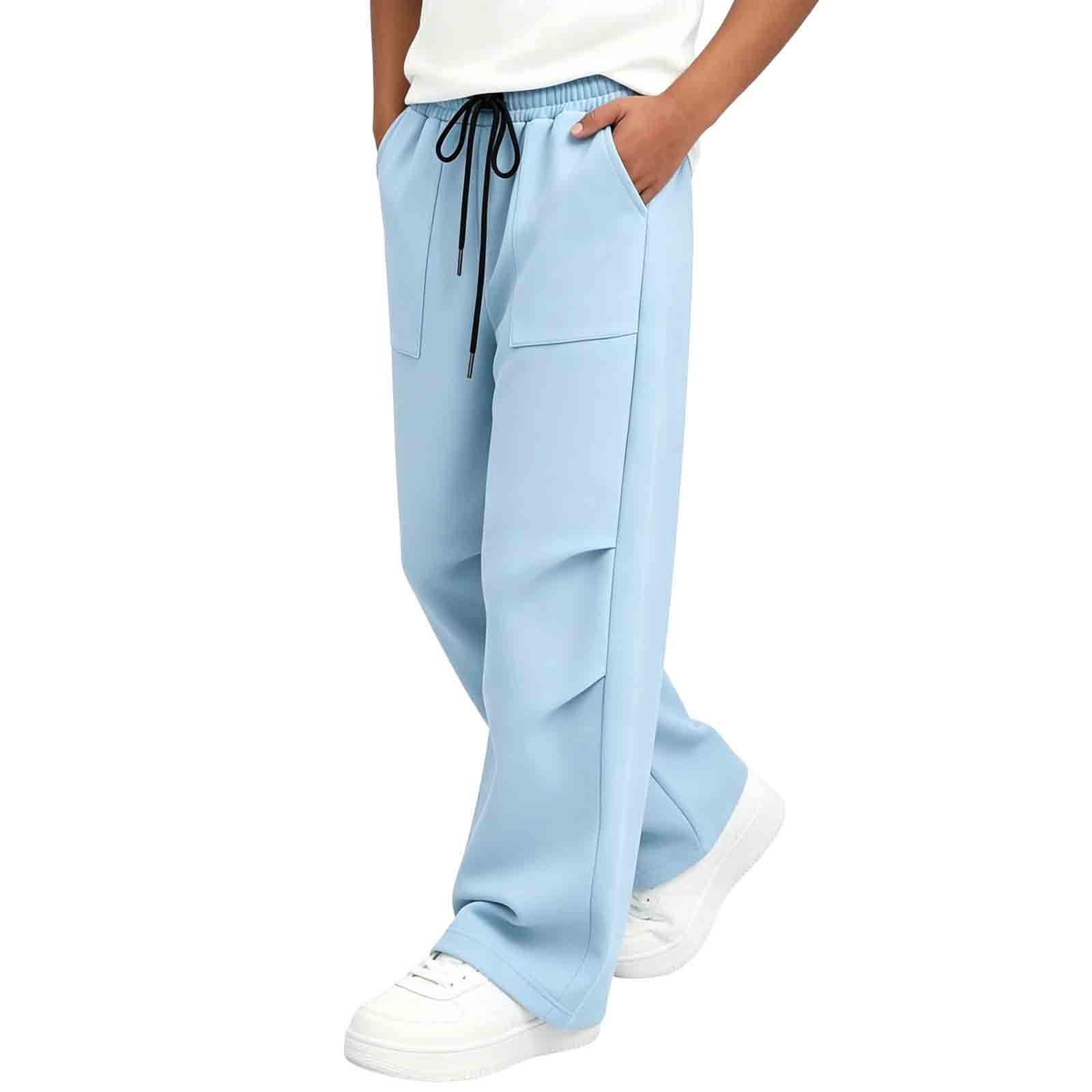 Boy's Baggy Cargo Pants Elastic Waist Casual Loose Sweatpants Wide Leg ...