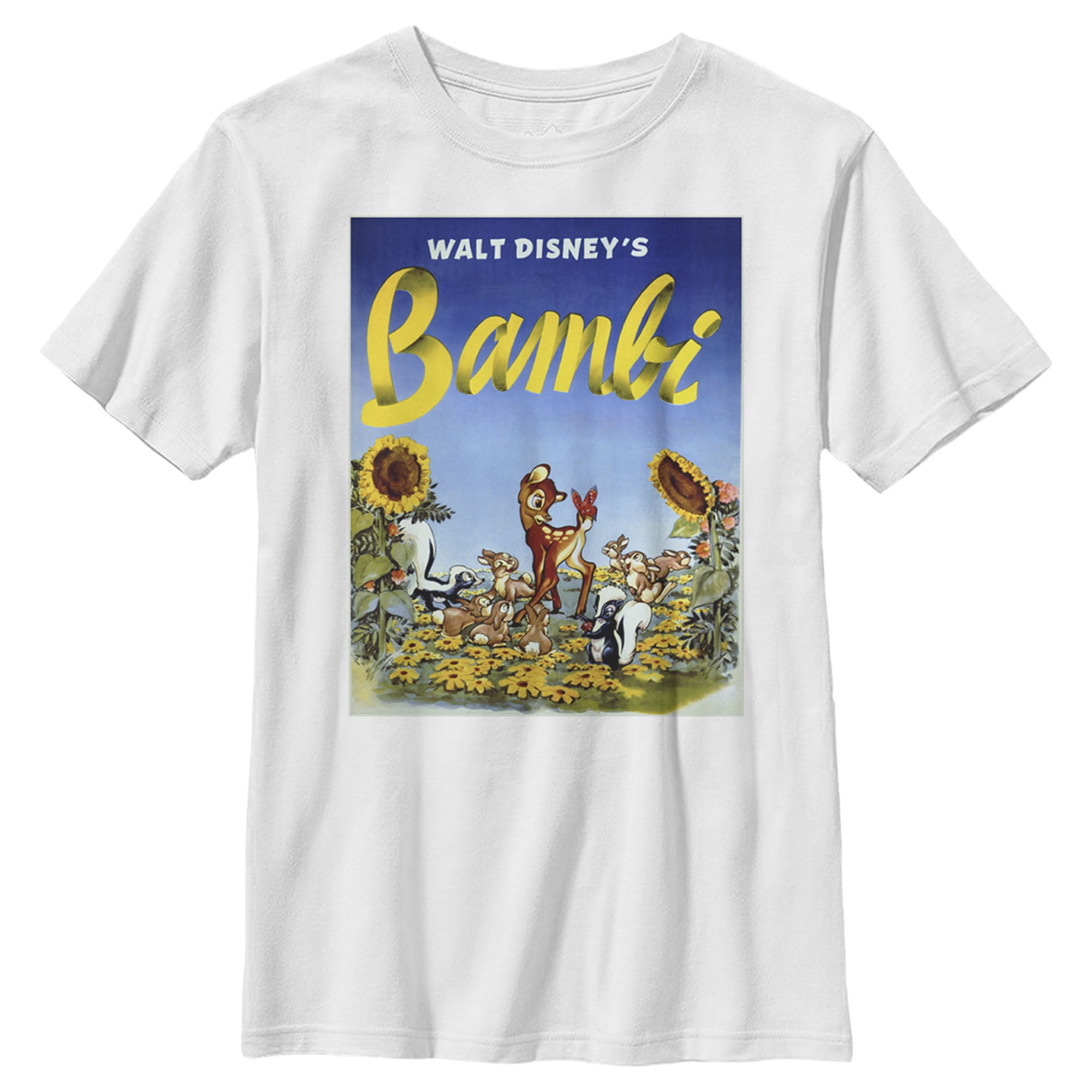 Boy's Bambi Classic Floral Movie Title Poster Graphic Tee White Large ...