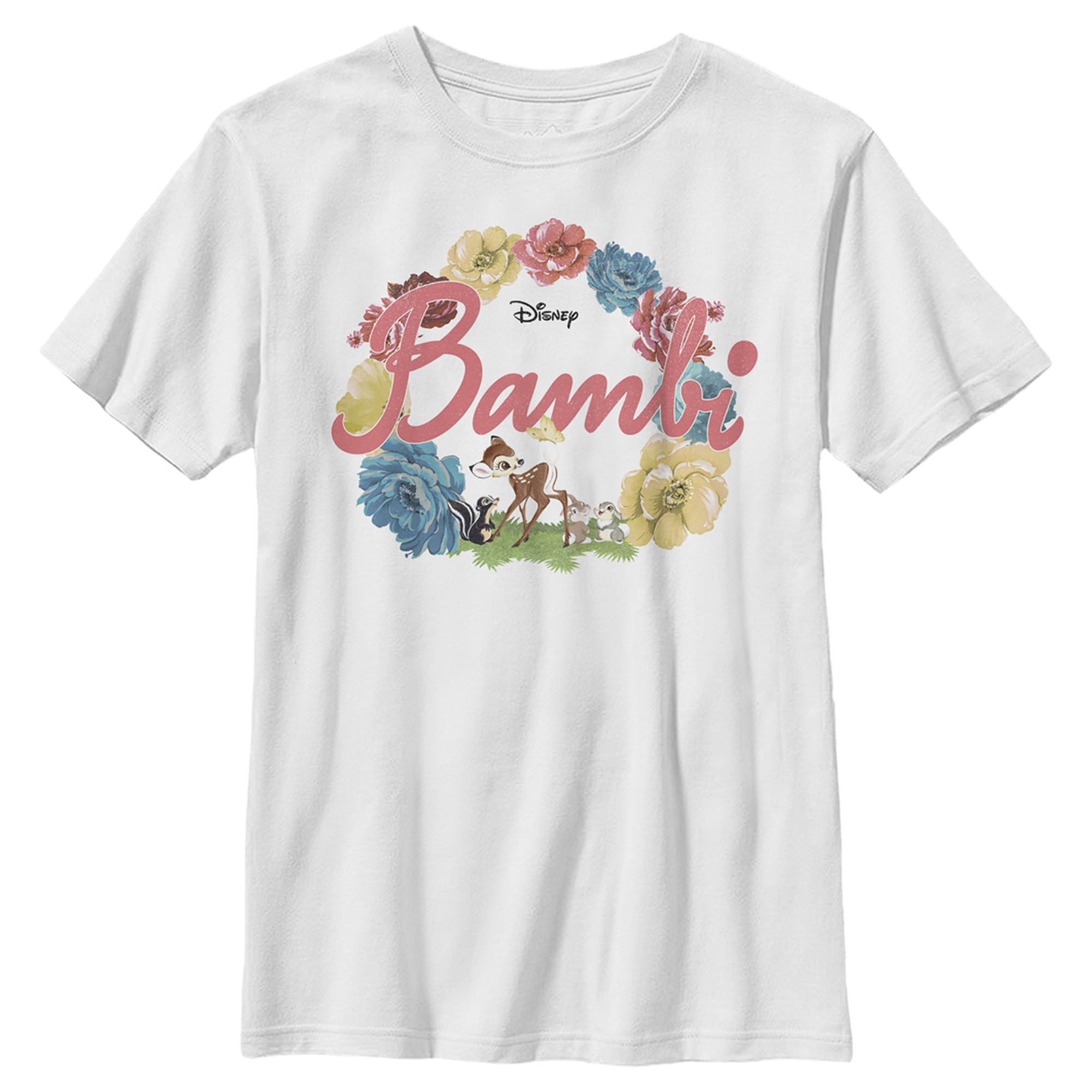 Boy's Bambi Flower in Floral Circle With Butterfly Graphic Tee White ...