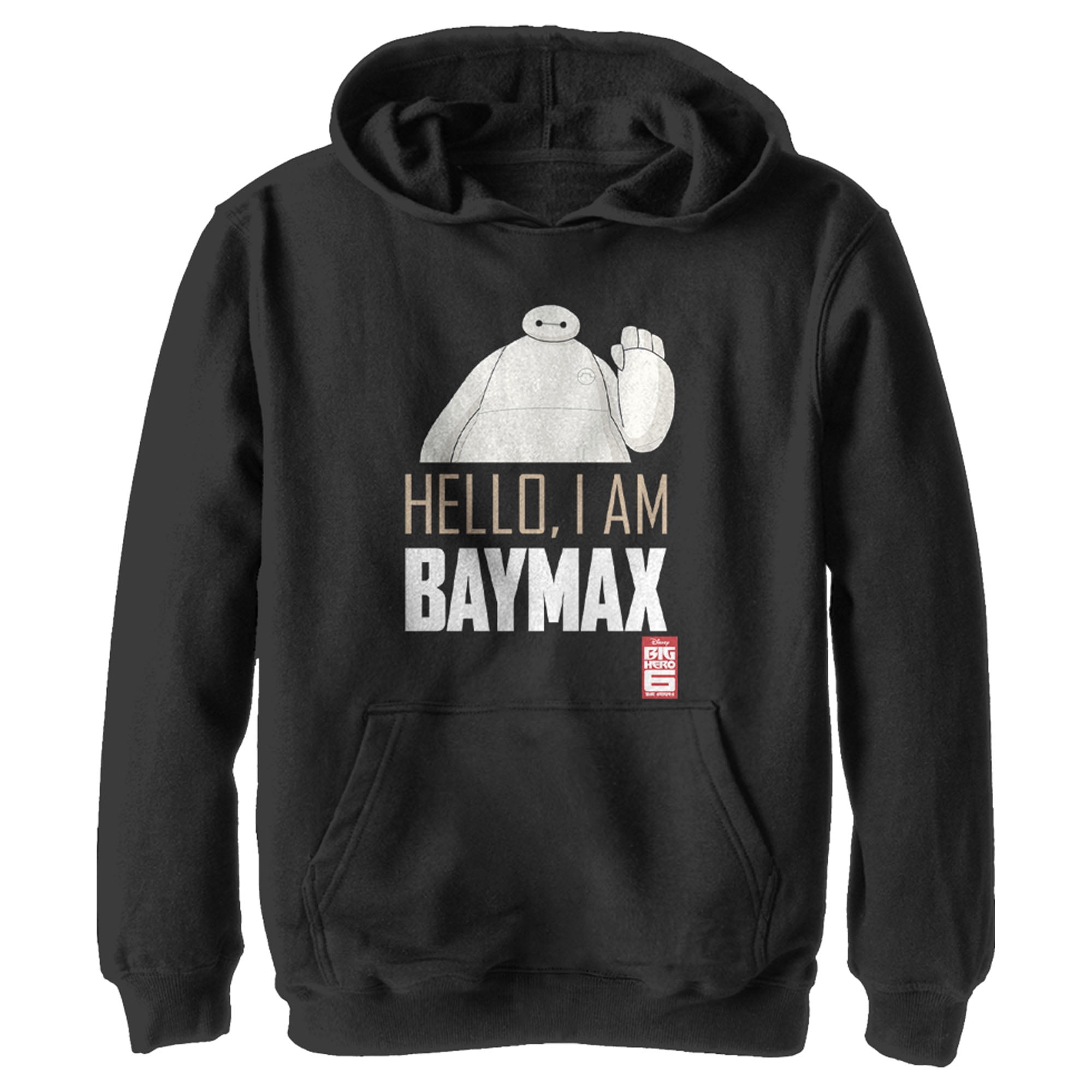 Boy's Big Hero 6 Hello, I Am Baymax Pull Over Hoodie Black Small ...