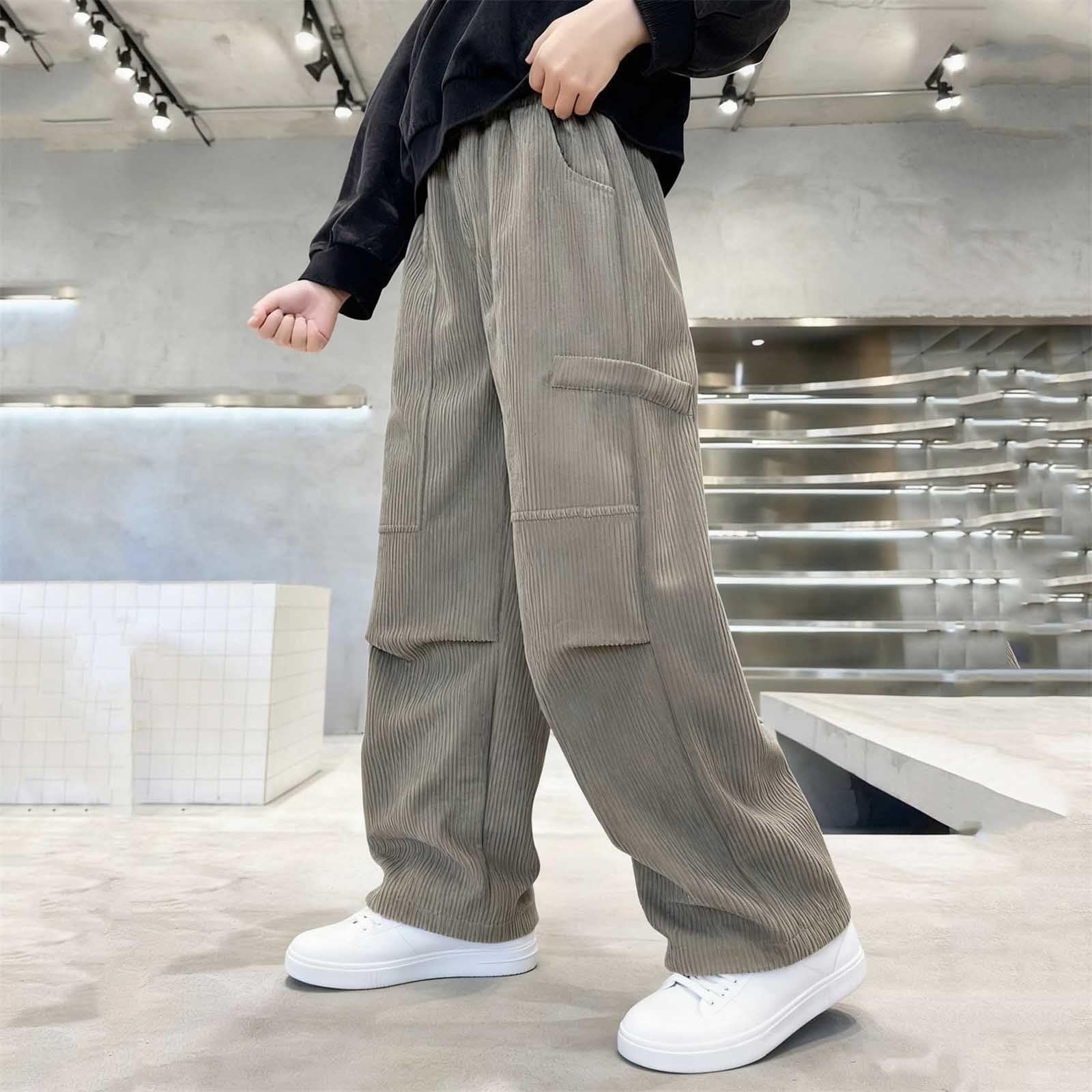 Boy's Cargo Joggers Pants Khaki Cargo Pants Stretchy Relaxed Travel ...