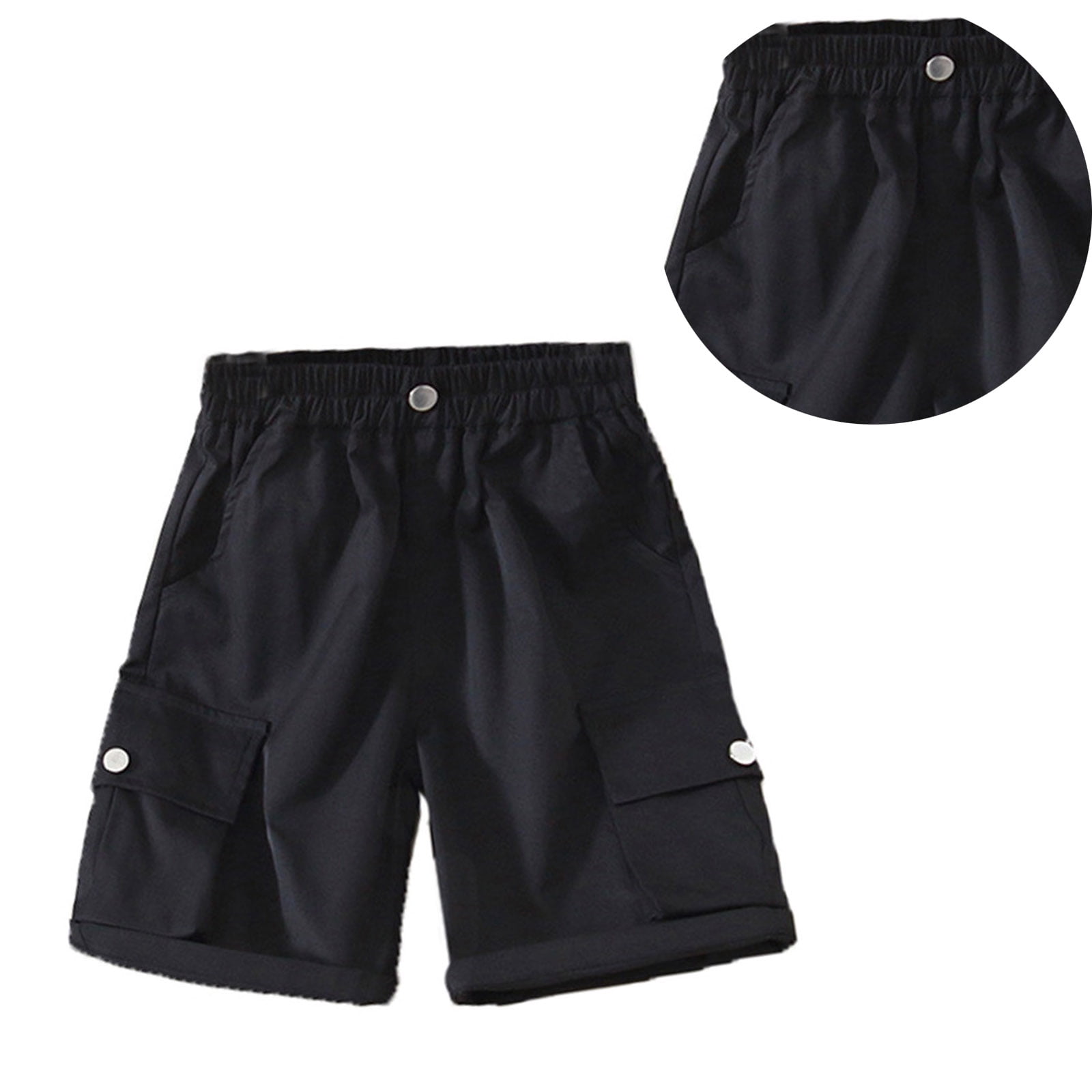 Boy's Cargo Shorts Athletic Running Shorts Lightweight Black Shorts ...