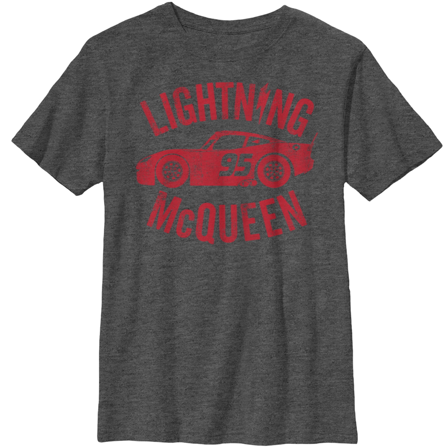 Boy's Cars Lightning McQueen Car Number 95 Graphic Tee Charcoal Heather ...